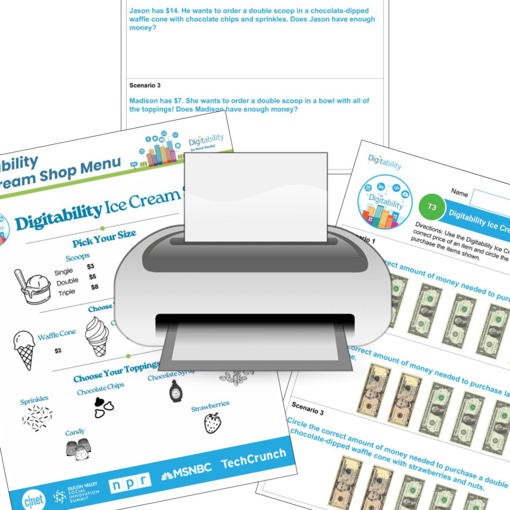 Digitability Free Resource | Ice Cream Budgeting | Digitability