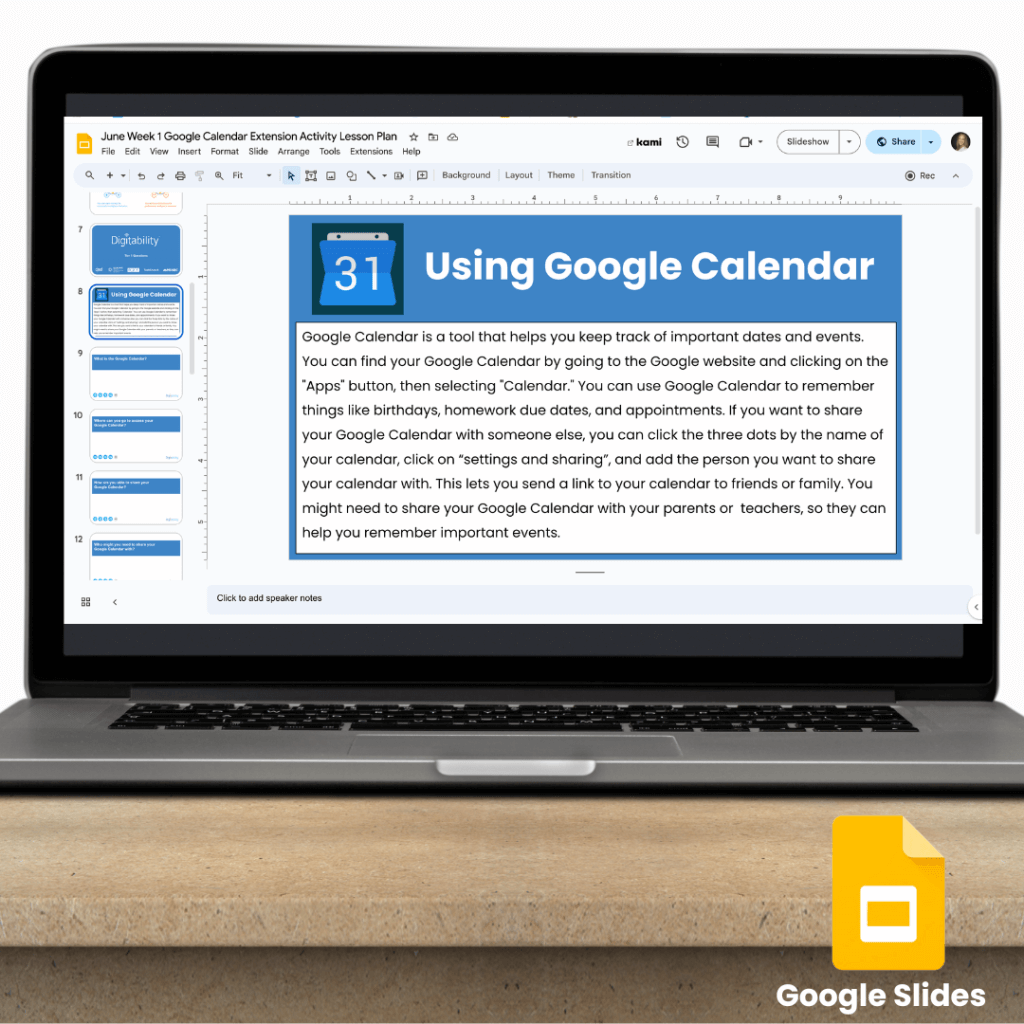 Digitability Free Resource | Using Google Calendar Lesson | Digitability